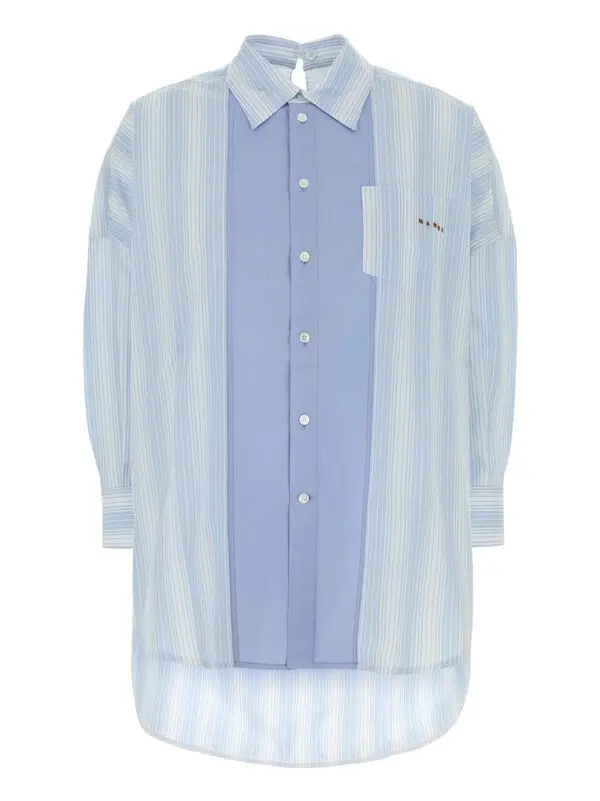 Marni Embroidered Cotton Oversize Shirt - Multicolor