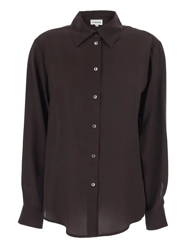 P.a.r.o.s.h Pointed Collar Long Sleeve Silk Shirt - Multicolor