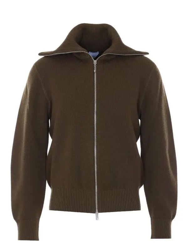 Bottega Veneta Wool And Cotton Zip Up Cardigan - Green