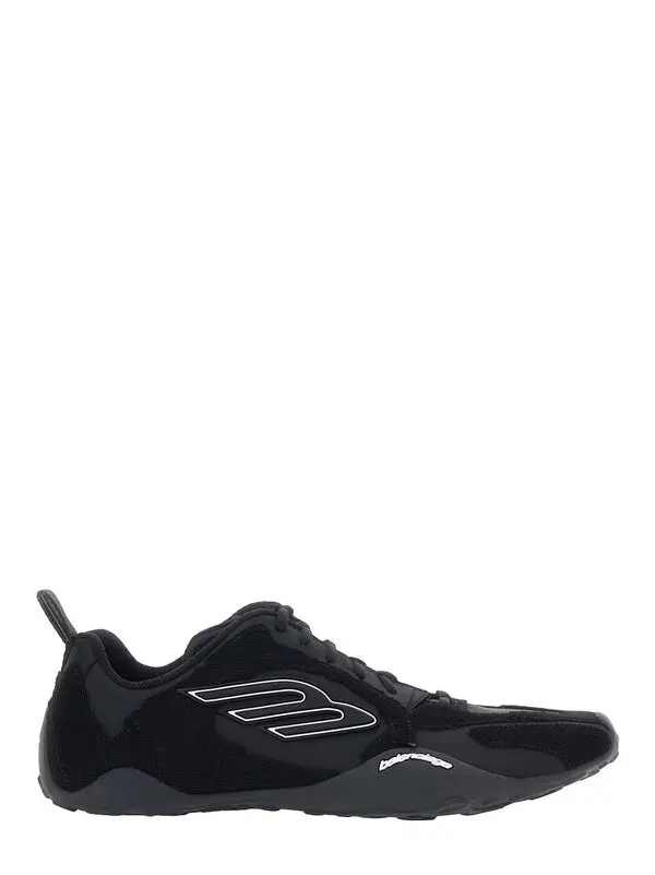 Balenciaga Monday Ultra Low Top Sneakers With Logo Detail And Corduroy Panels - Black