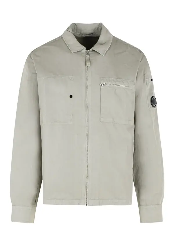 C.P. COMPANY Zip Up Linen Blend Jacket - Cream