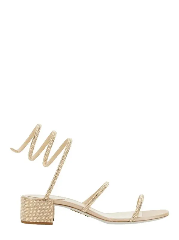 Rene Caovilla Cleo Embellished Leather Sandals - Cream
