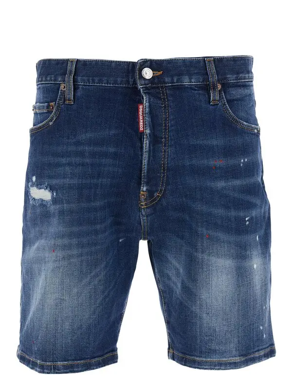 Dsquared2 Blue Denim Shorts With Faded Effect - Multicolor