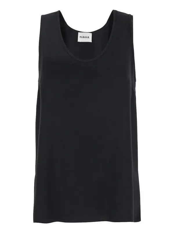 P.a.r.o.s.h Sleeveless Round Neck Tech Fabric Top - Black