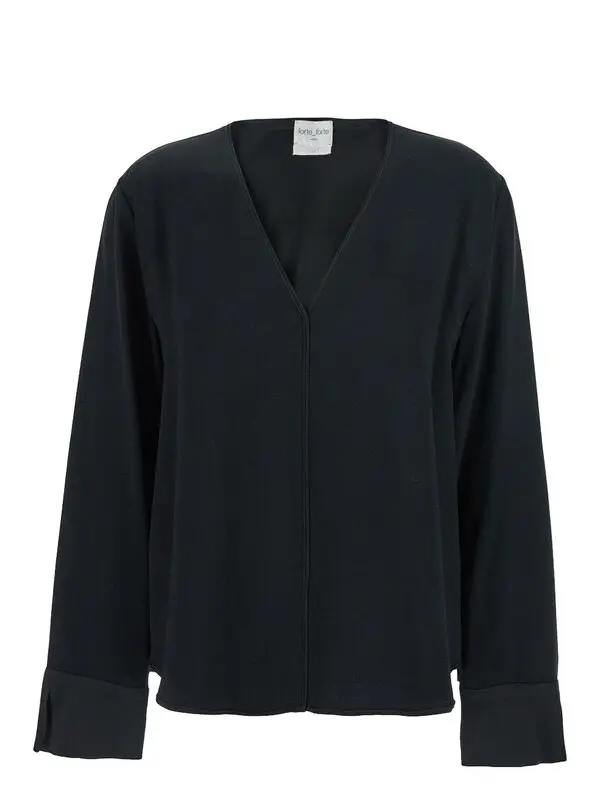 FORTE_FORTE Black V-neck Sweater - Multicolor