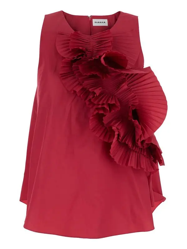 P.a.r.o.s.h Sleeveless Ruffle Blouse - Multicolor