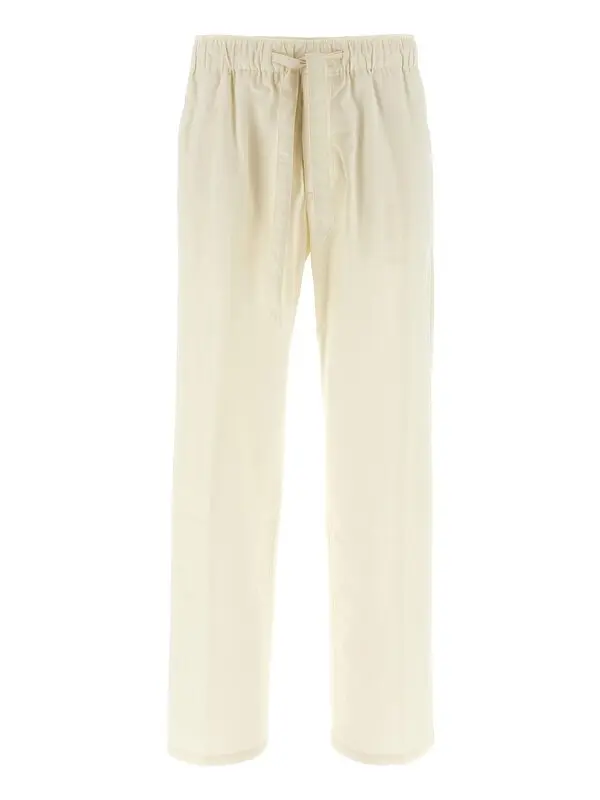 LANVIN Cotton Wide Leg Trousers With Drawstring Waist - White