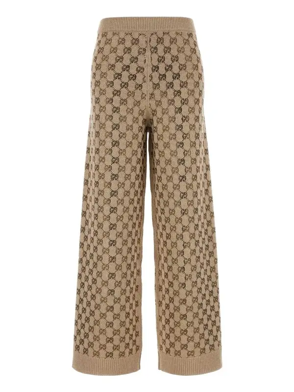 Gucci Embellished Wool Blend Joggers - Brown
