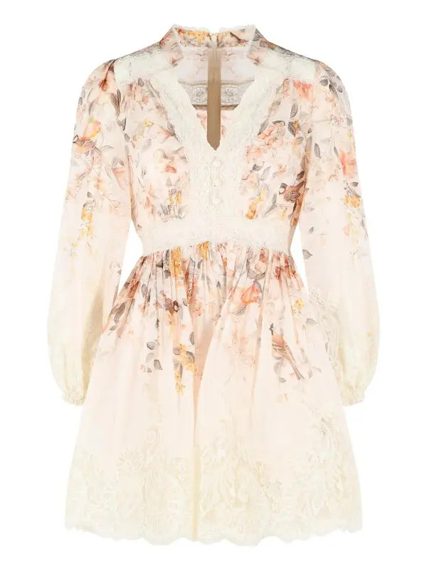 Zimmermann Luna Linen Blend Dress - Cream