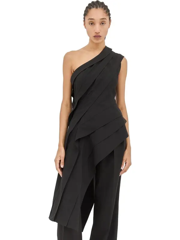 Bottega Veneta Light Stretch Viscose Asymmetrical One-shoulder Top - Black