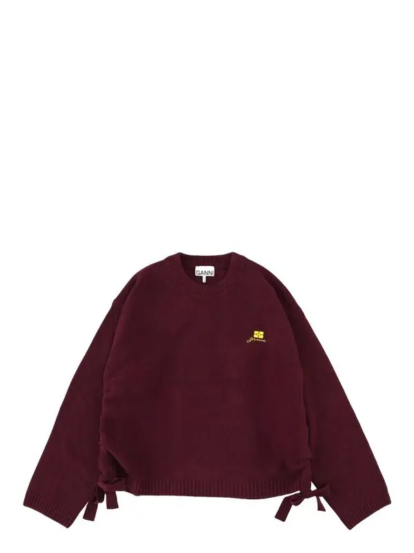 GANNI Oversized Wool Blend Sweater With Tie Detailing - Multicolor