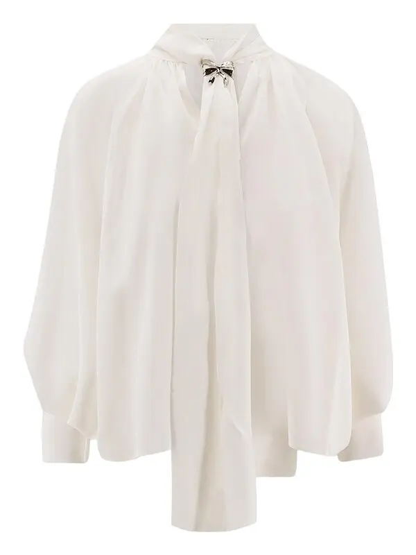 Max Mara Silk Shirt With Bow Detail - Multicolor