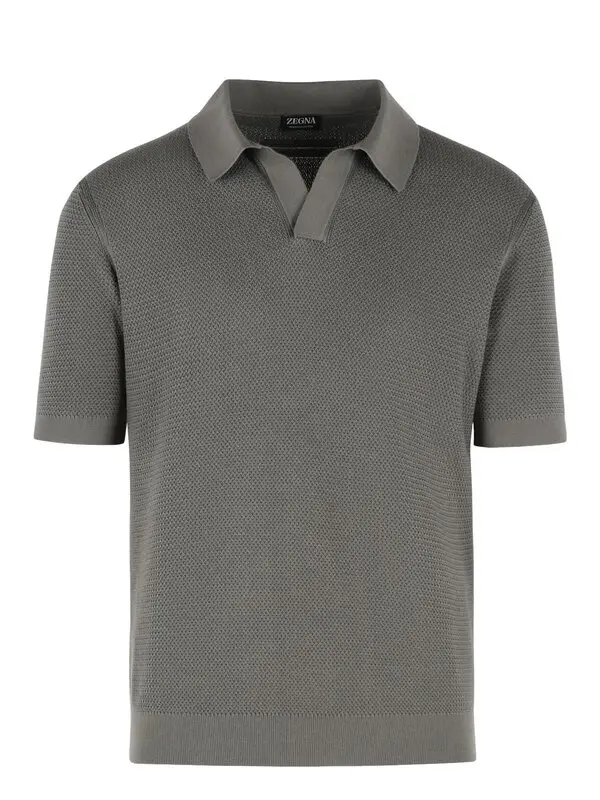 Zegna Taupe Cotton Polo Shirt - Gray