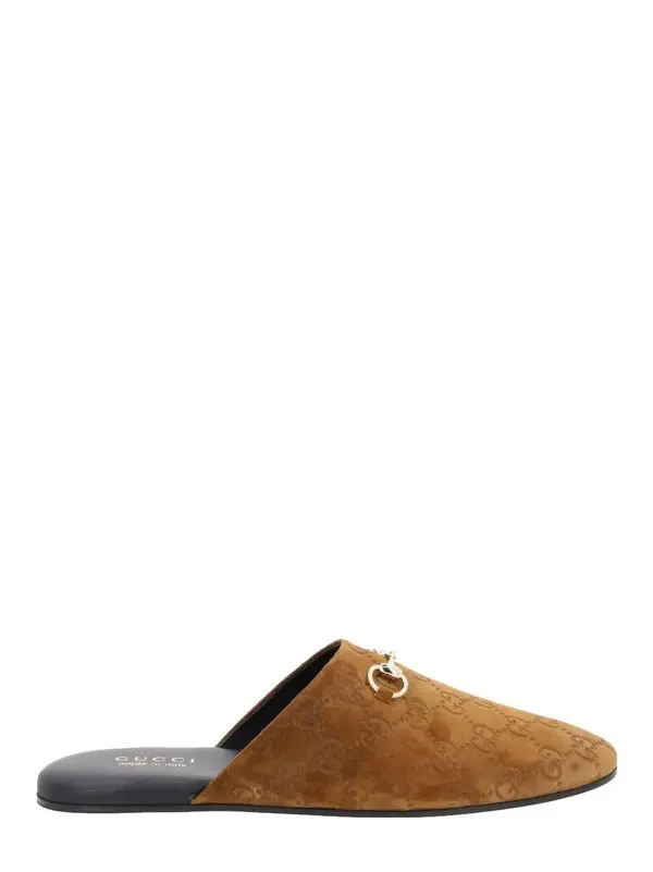 Gucci Sabot With Gold Tone Horsebit Detail - Brown