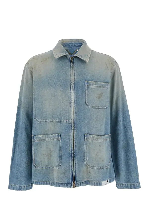 GOLDEN GOOSE Denim Jacket With Logo Patch - Multicolor