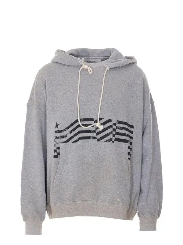 GOLDEN GOOSE Graphic Print Hooded Sweatshirt - Gray