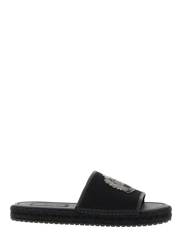 Dolce & Gabbana Cross-stitch Espadrille Sandals - Black