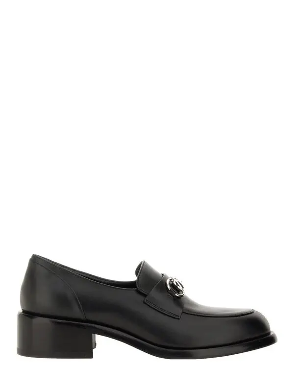 Gucci Moccasin With Silver Tone Clasp - Black