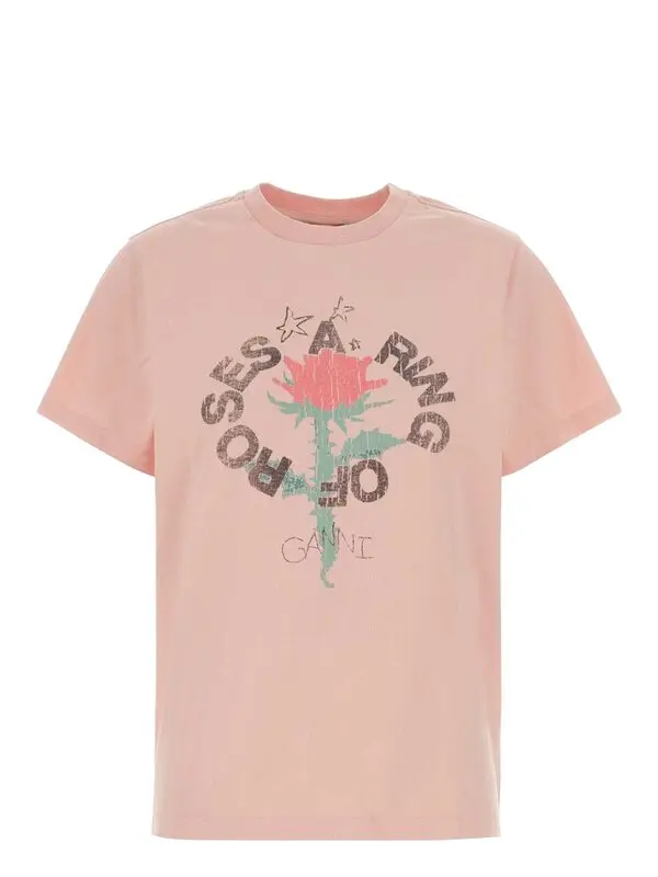 GANNI Light Cotton Oversize T-shirt - Pink