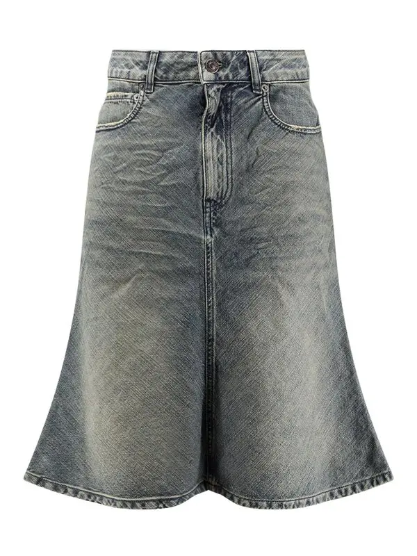 Balenciaga Denim Midi Skirt - Blue