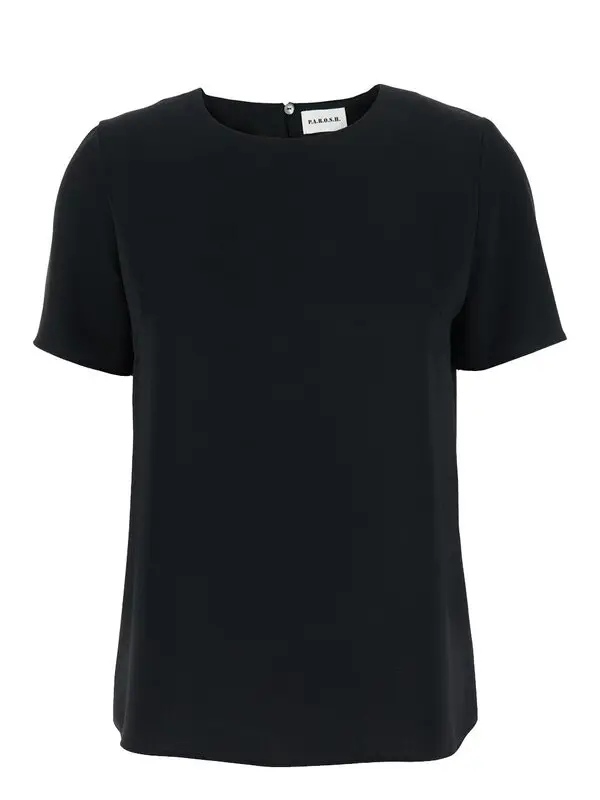 P.a.r.o.s.h Black Cady Crewneck Blouse - Multicolor