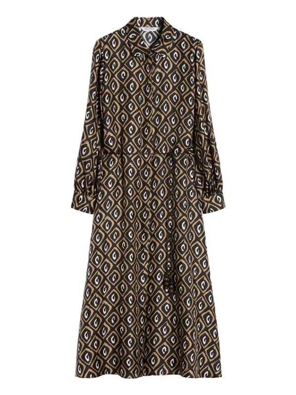 Max Mara Printed Silk Twill Shirt Dress - Black