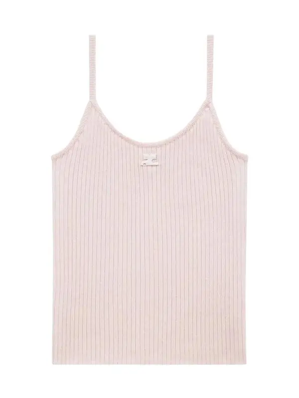 COURREGES Ribbed Knit Top With Logo Appliqu - Multicolor