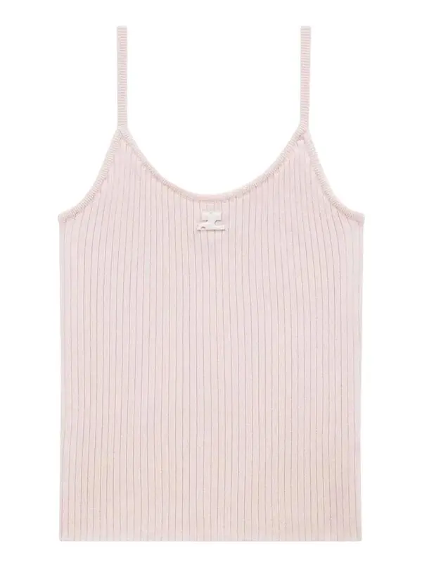 COURREGES Ribbed Knit Top With Logo Appliqu - Multicolor