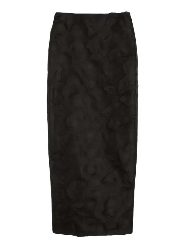 Max Mara Midi Skirt With 3d Jacquard Texture - Black