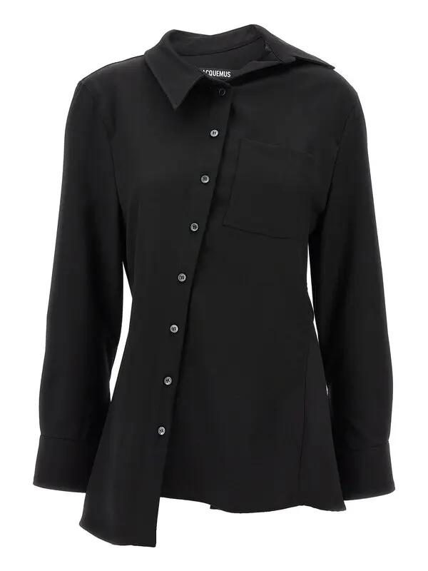 Jacquemus La Chemise Pablo Asymmetric Button Shirt - Black