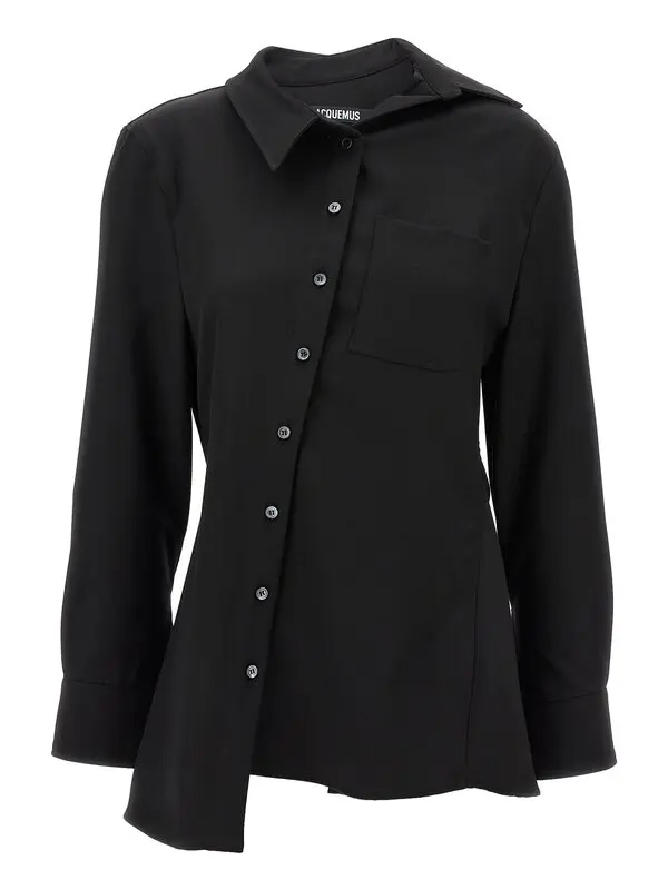 Jacquemus La Chemise Pablo Asymmetric Button Shirt - Black