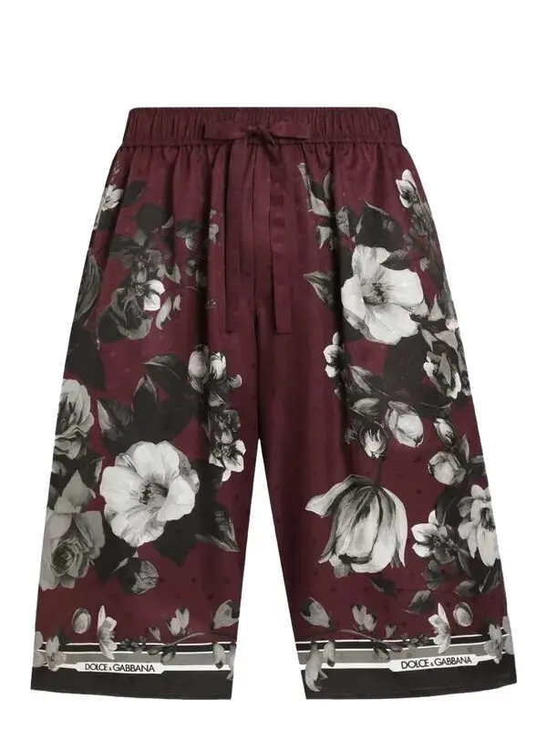 Dolce & Gabbana Peony Foliage Print Silk Trousers - Multicolor