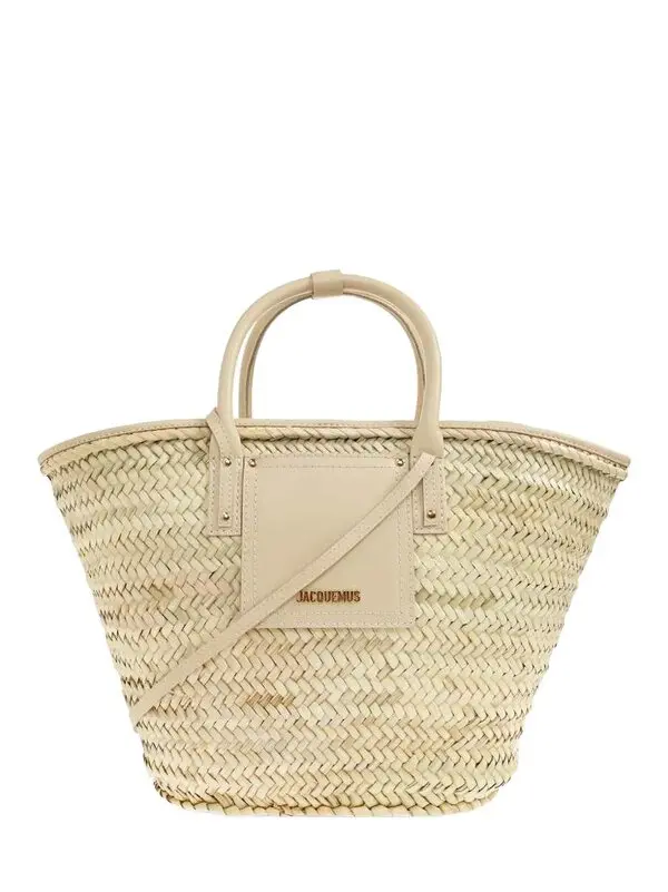 Jacquemus Soli Woven Raffia Tote Bag With Leather Trim - Multicolor