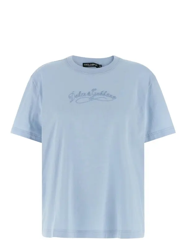 Dolce & Gabbana Embroidered Cotton T-shirt - Blue