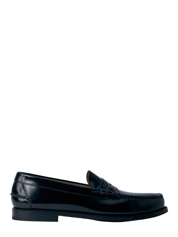 Prada Leather Loafers With Penny Strap - Black
