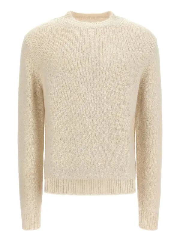 JIL SANDER Alpaca Wool Blend Crew Neck Sweater - White