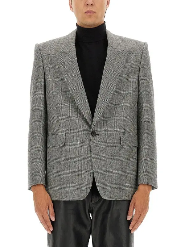 Saint Laurent Single-breasted Wool Flannel Jacket - Gray