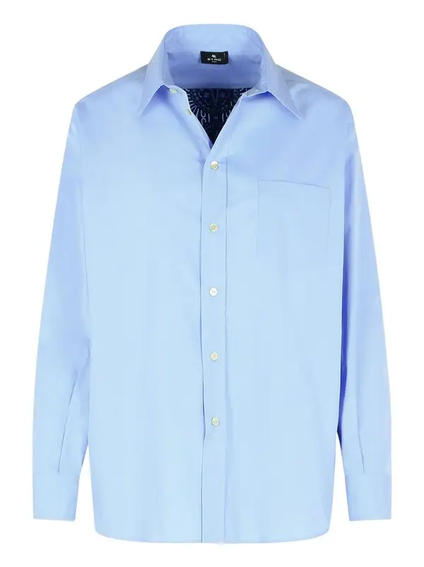 Etro Cotton Shirt With Silk Trim - Blue
