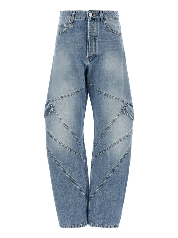 Amiri Barrel Silhouette Paneled Cargo Jeans - Blue