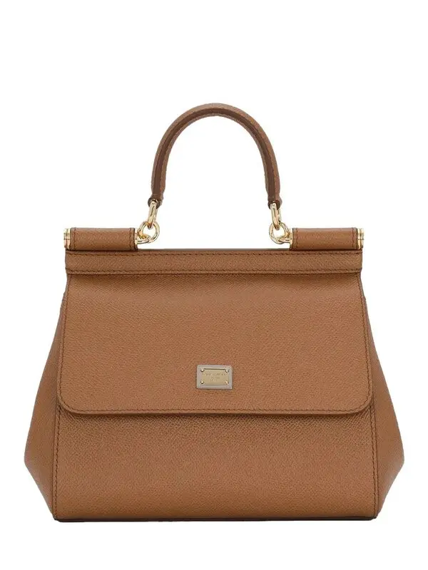 Dolce & Gabbana Sicily Medium Dauphine Calf Leather Handbag - Brown