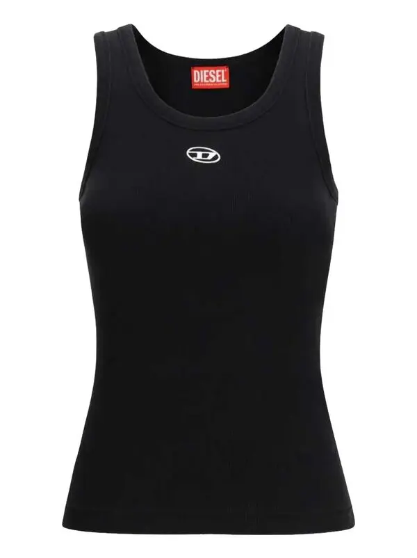 DIESEL® Sleeveless Crew Neck Tank Top With Oval D Logo - Black