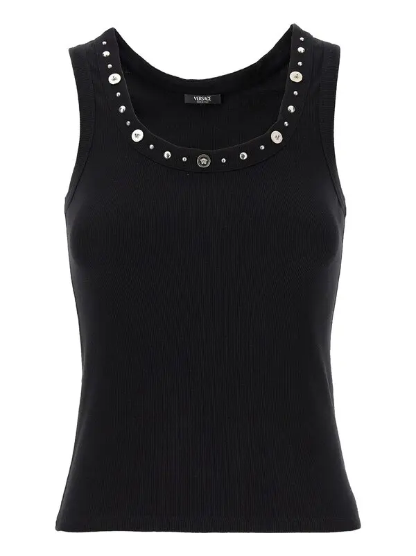 Versace Medusa Ribbed Tank Top - Black