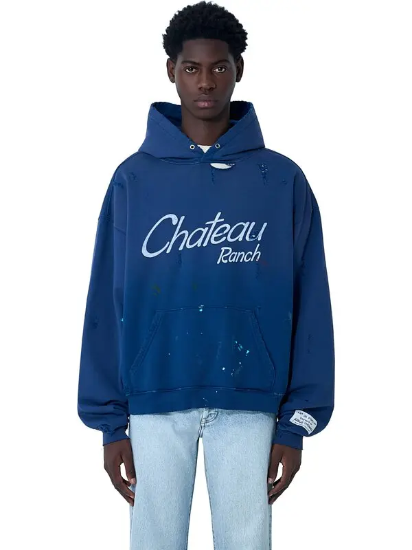 GALLERY DEPT. Distressed Chateau Ranch Hooded Sweatshirt - Blue