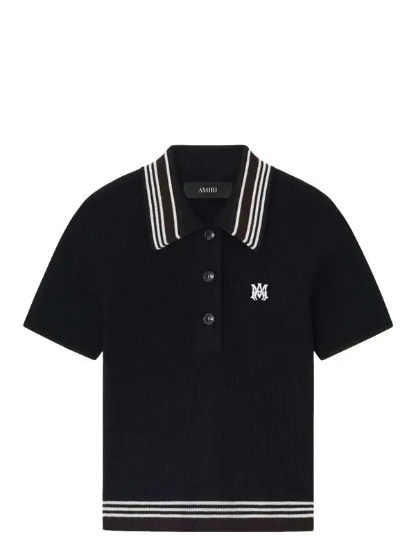 Amiri Striped Detail Polo Shirt - Black