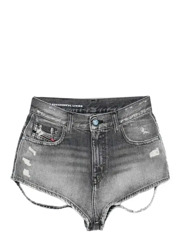 DIESEL® Distressed Denim Shorts With Frayed Hem - Gray
