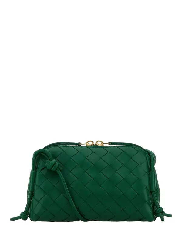 Bottega Veneta Grass Leather Concert Crossbody Bag - Green