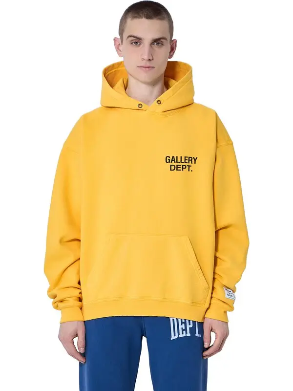 GALLERY DEPT. Cotton Fleece Hooded Sweatshirt With Front Logo - Yellow