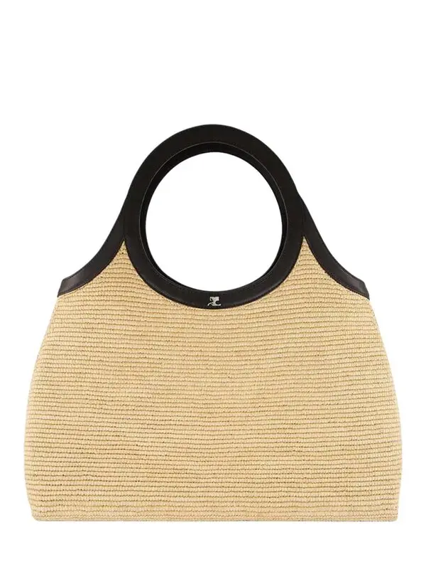 COURREGES Raffia Tote Bag With Leather Trim - Multicolor