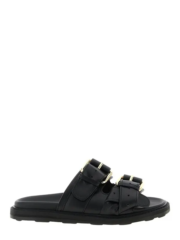 Moschino Double Strap Flatform Sandals - Black