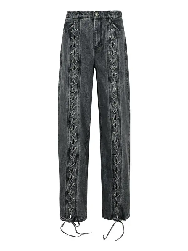 ROTATE BY BIRGER CHRISTENSEN Cotton Jeans With Lace Detailing - Black
